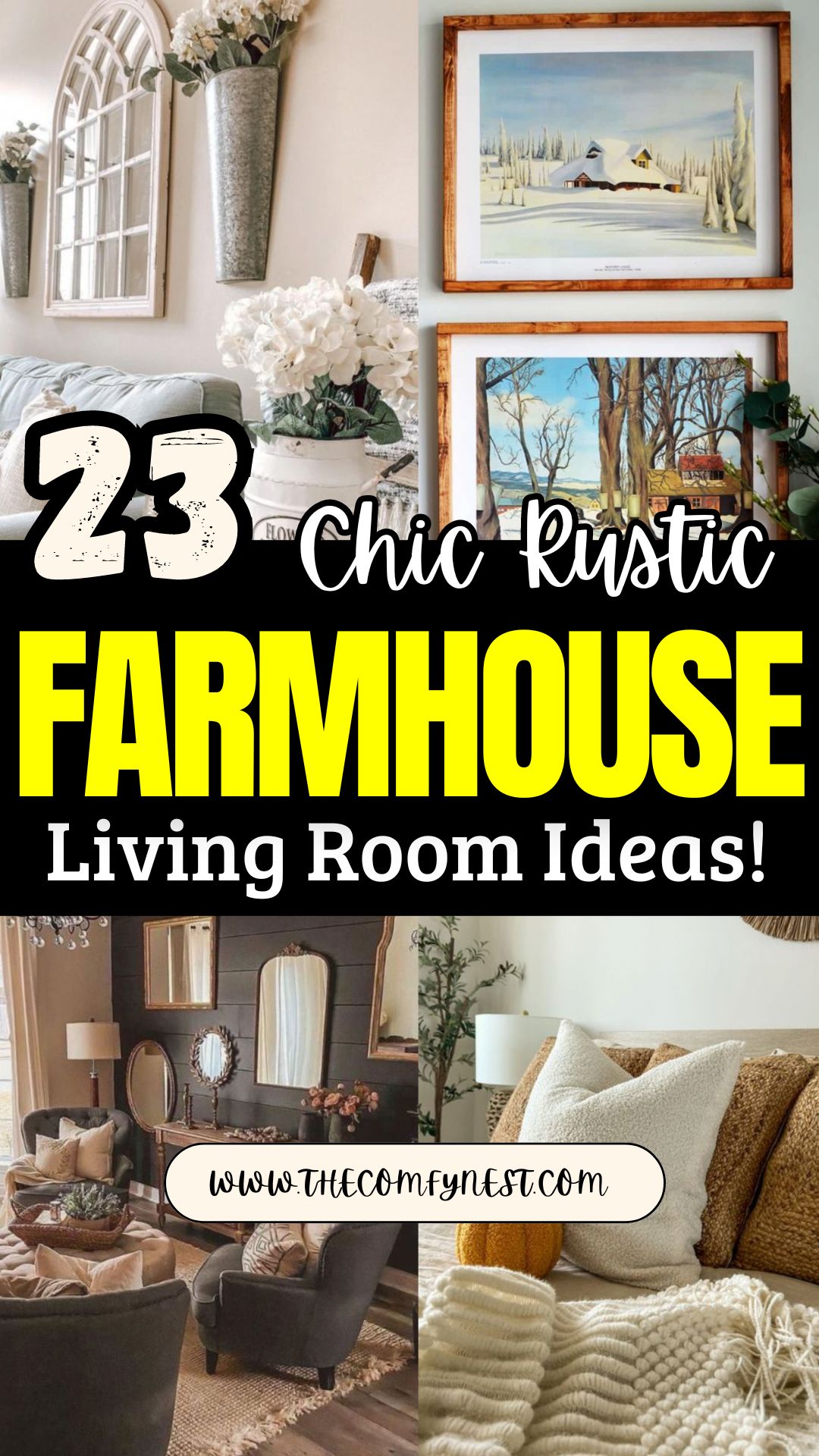 23 Rustic Farmhouse Living Room Ideas! – thecomfynest.com